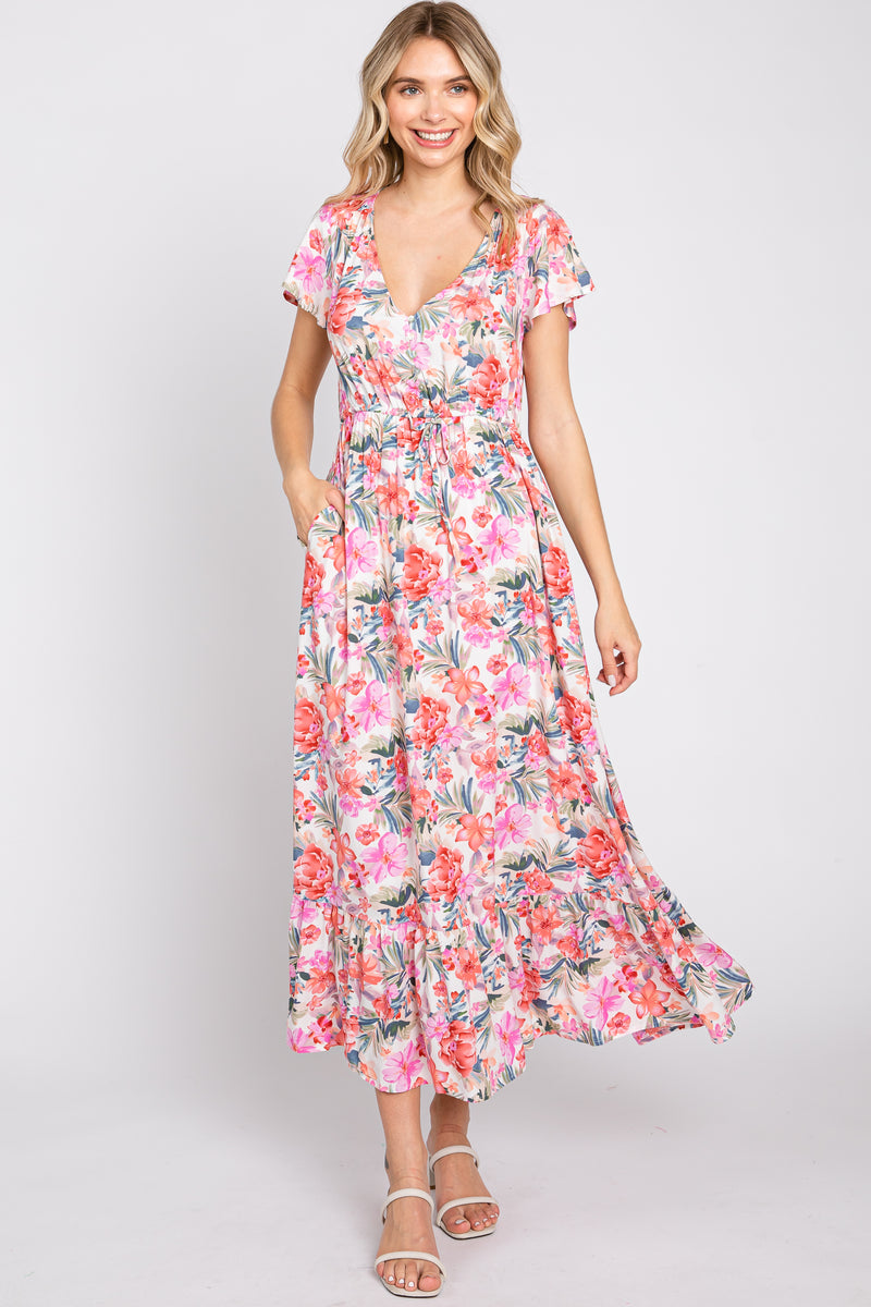 Ivory Multi-Color Floral Maxi Dress– PinkBlush