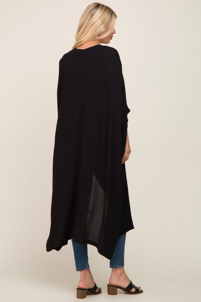 Black Open Front Long Coverup – PinkBlush