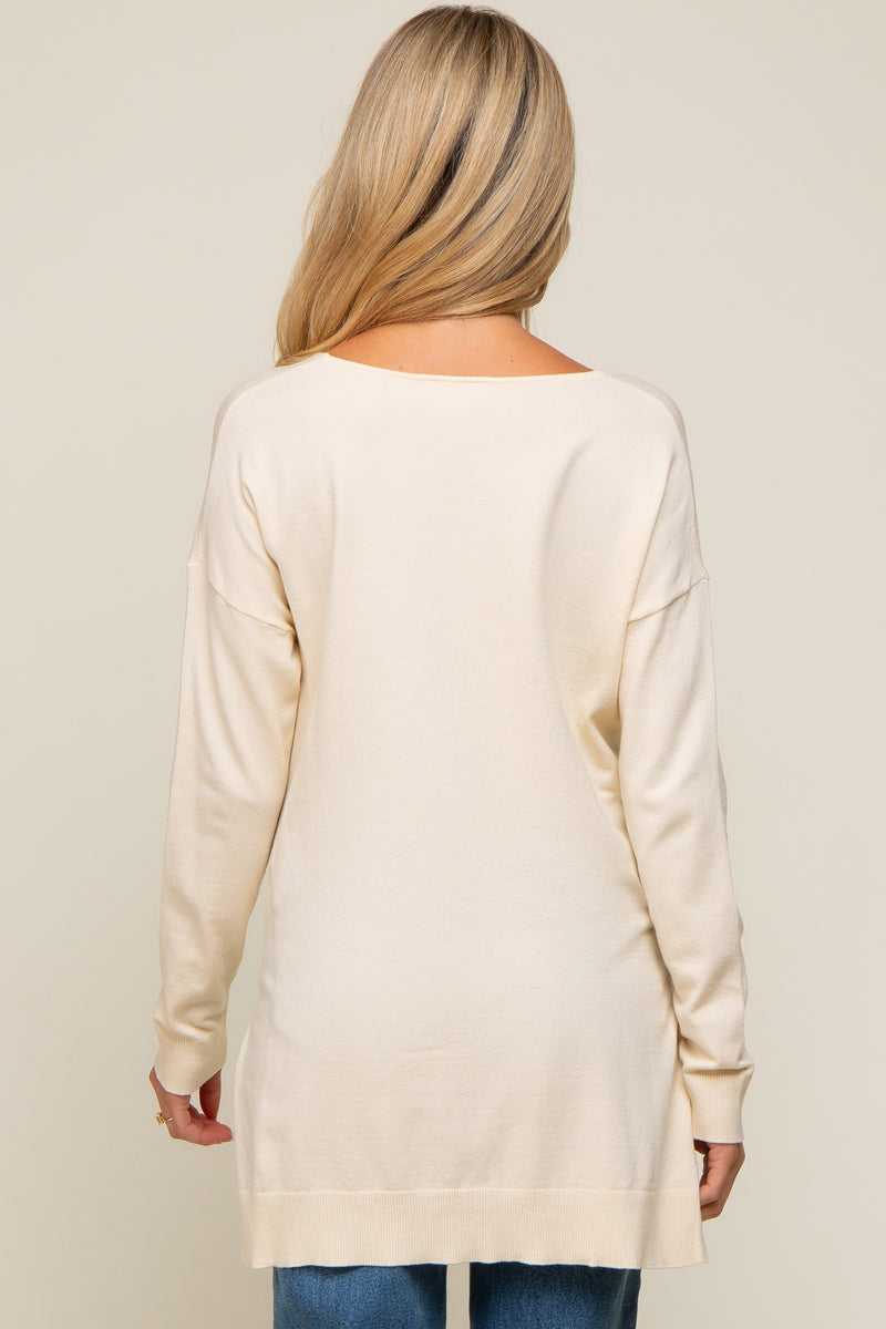 Cream Oversized Knit Side Slit Maternity Top – PinkBlush