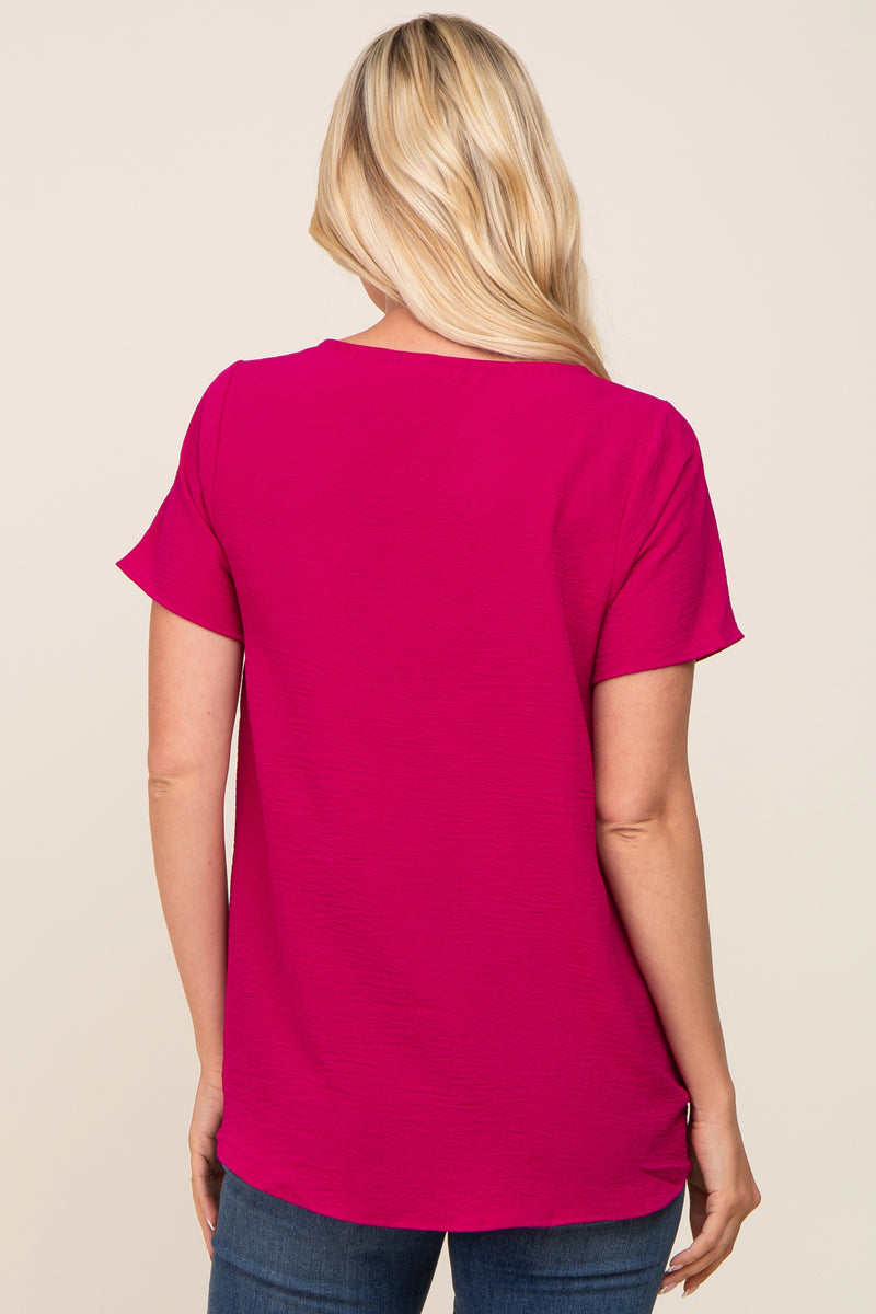 Magenta Button Tie Front Top – PinkBlush