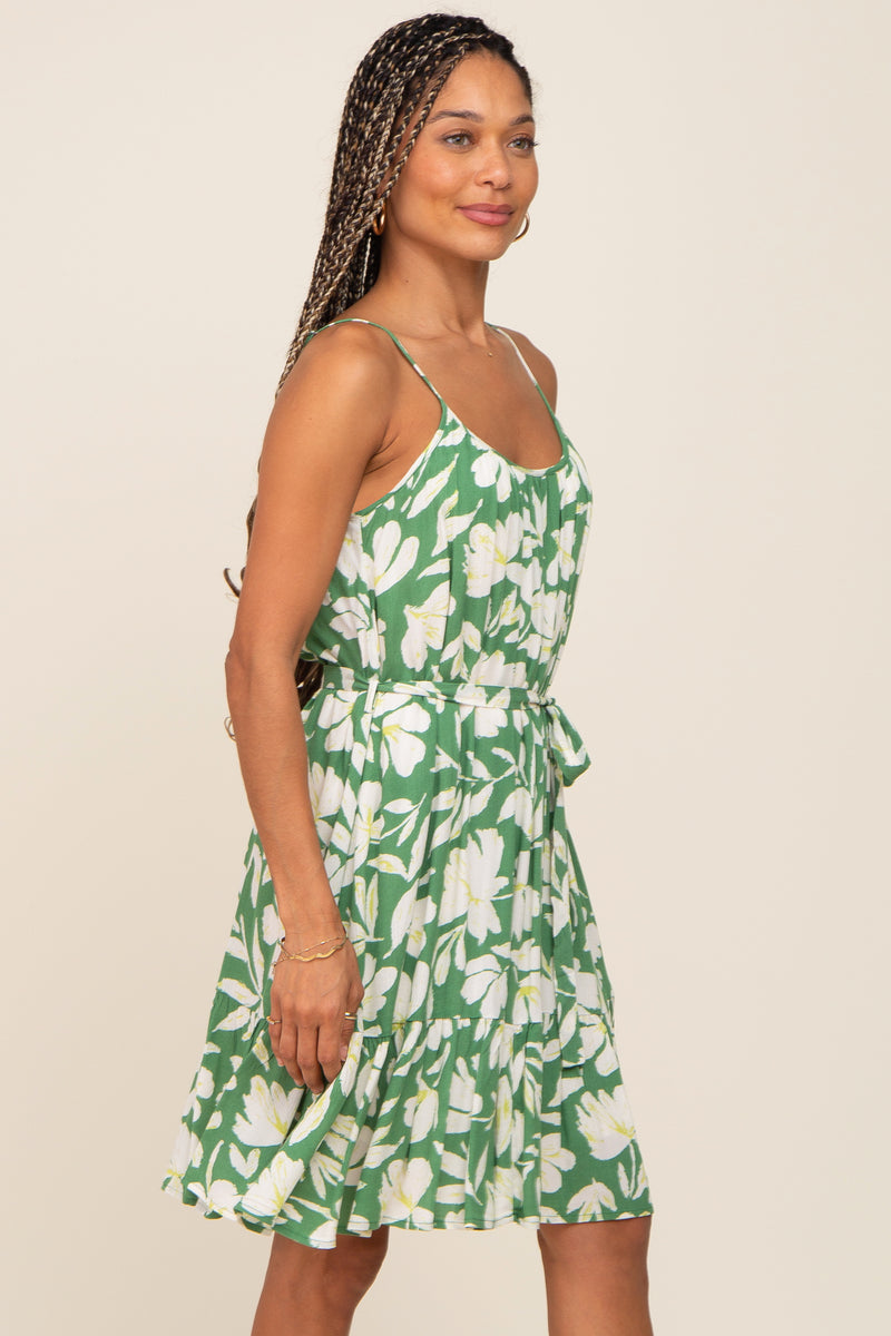 Green Floral Ruffle Dress– PinkBlush
