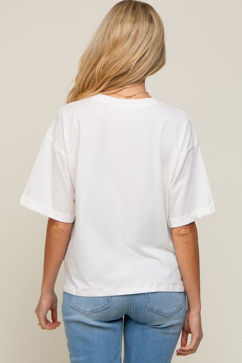 White Basic Rolled Short Sleeve Maternity T-Shirt – PinkBlush