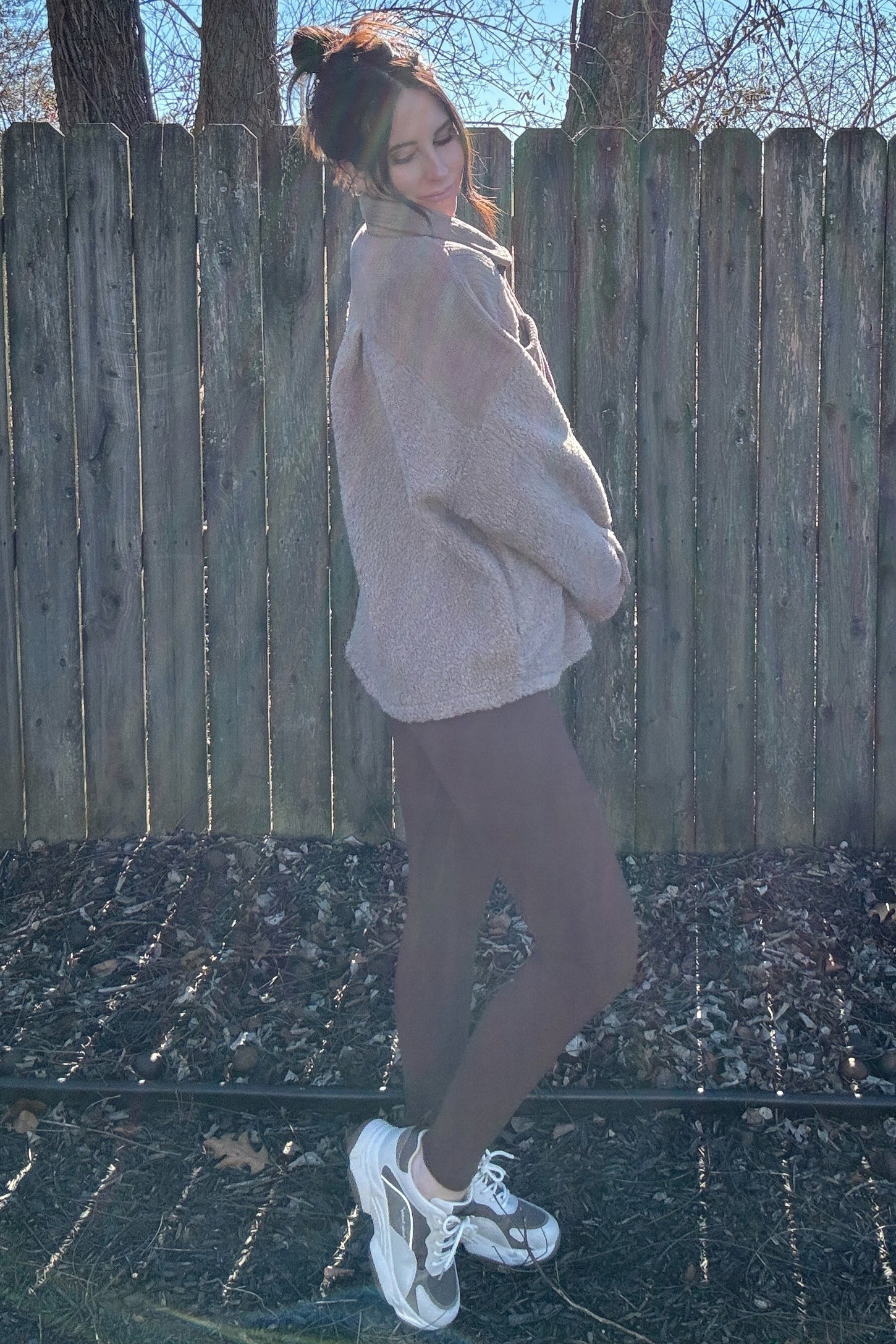 Mocha Colorblock Fleece Maternity Shirt Jacket– PinkBlush