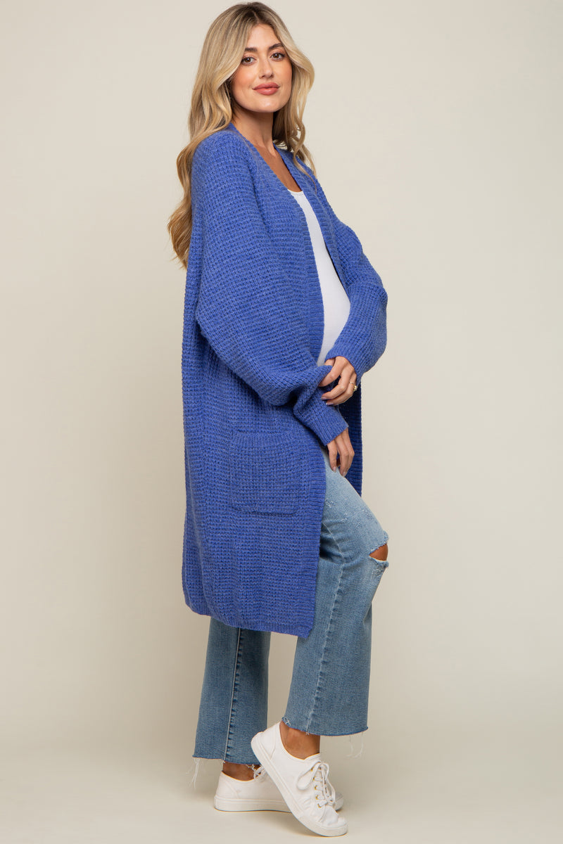 Blue Chunky Waffle Knit Maternity Cardigan – PinkBlush