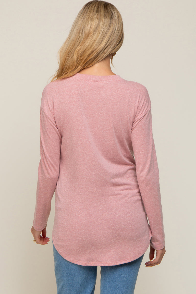 Light Pink Long Sleeve Curved Hem Maternity Top – PinkBlush