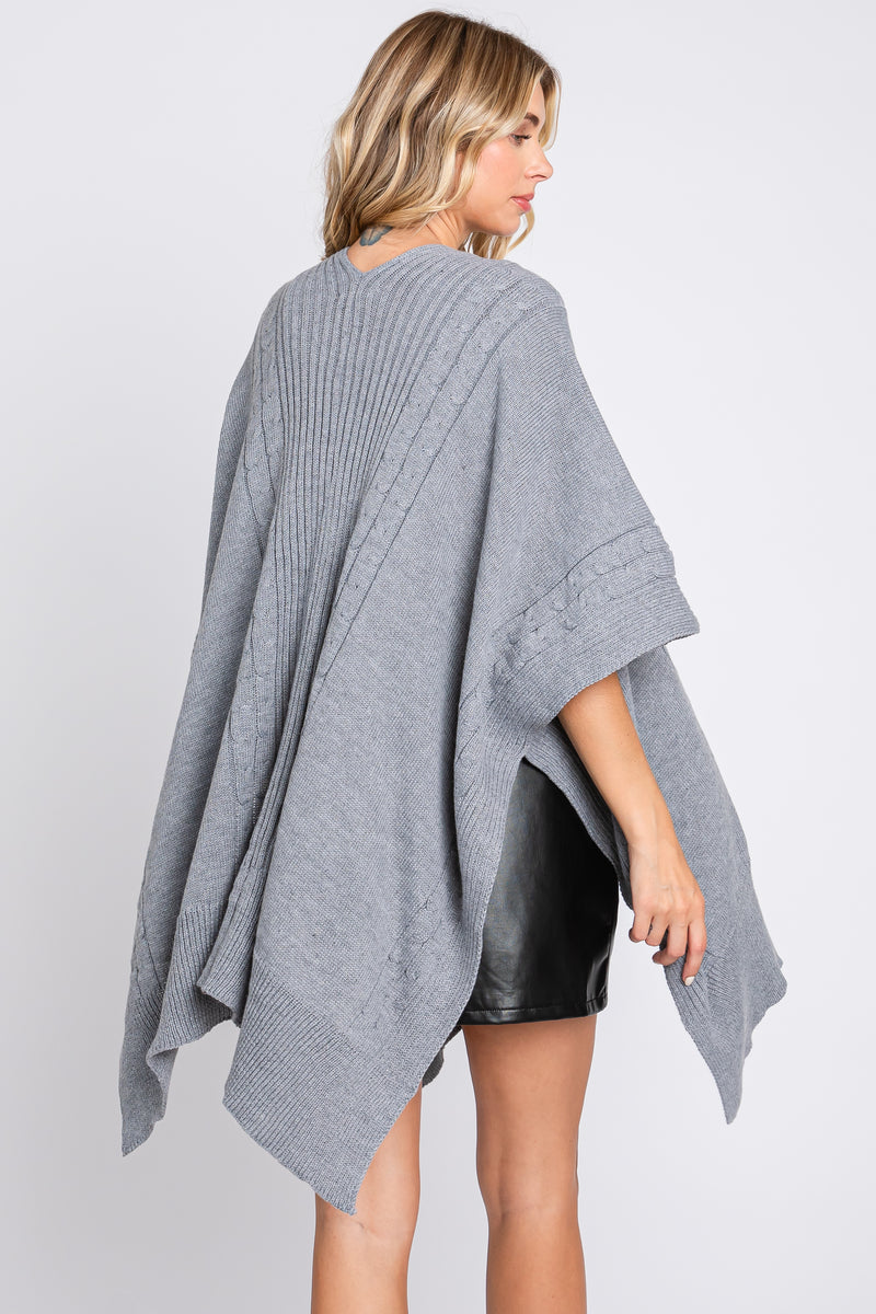 Heather Draped Cable Knit Dolman Sleeve Cardigan – PinkBlush