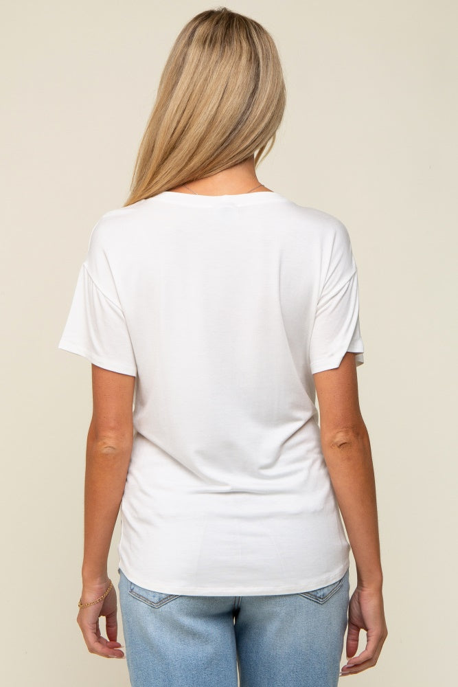 White Scoop Neck Basic Maternity Tee – PinkBlush
