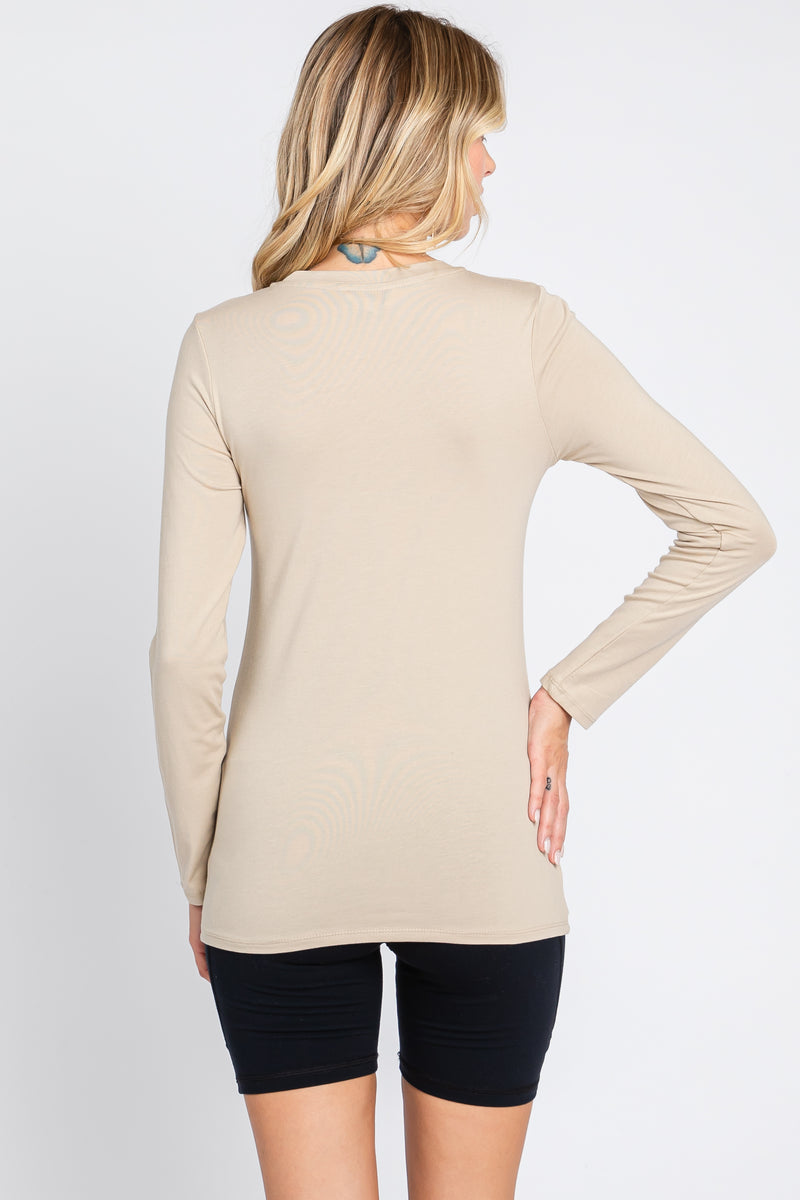 Beige Long Sleeve Top – PinkBlush