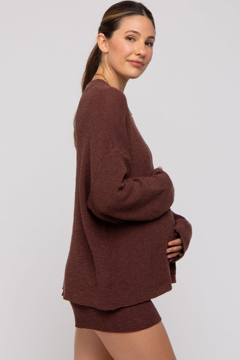 Brown Sweater and Short Maternity Set – PinkBlush