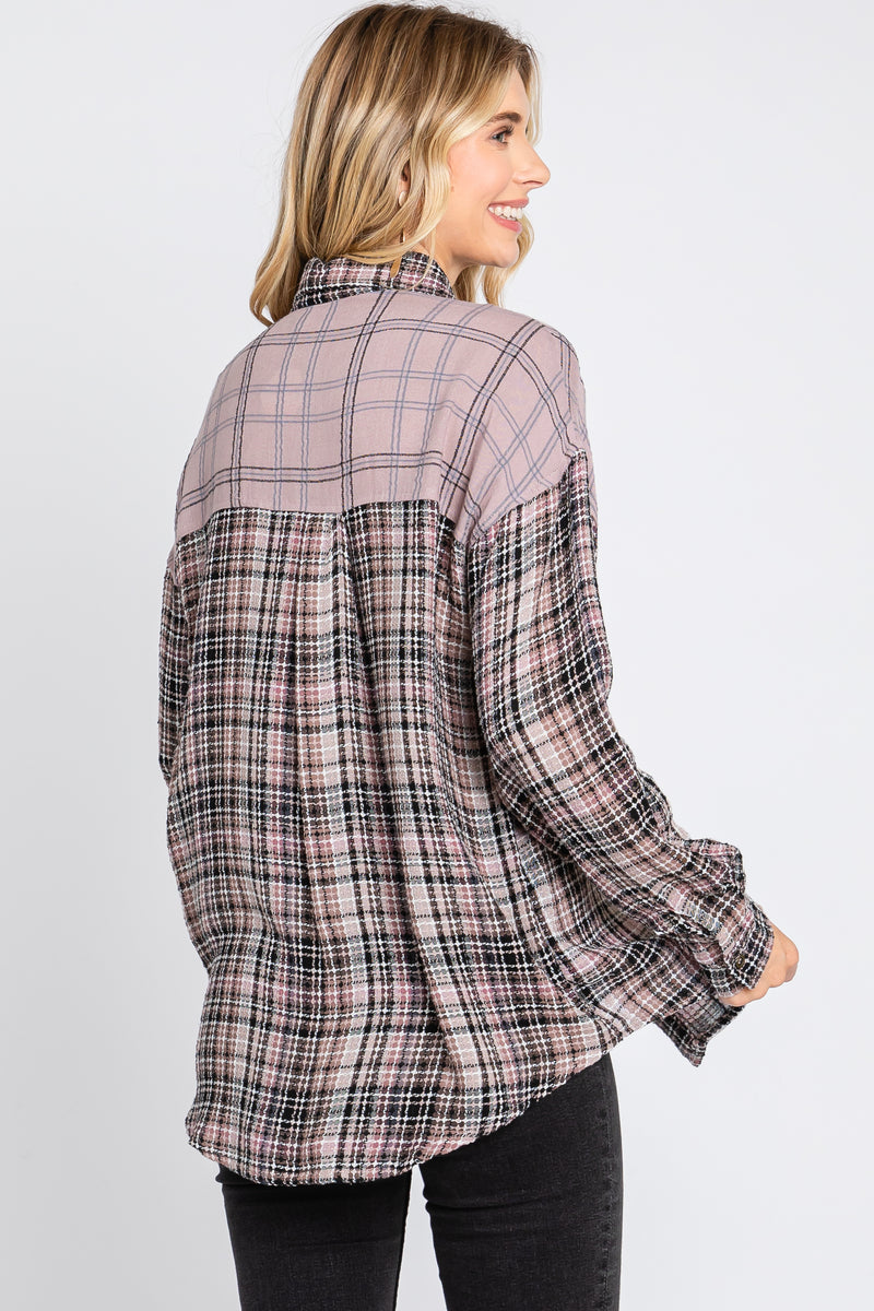 Lavender Mixed Plaid Top – PinkBlush