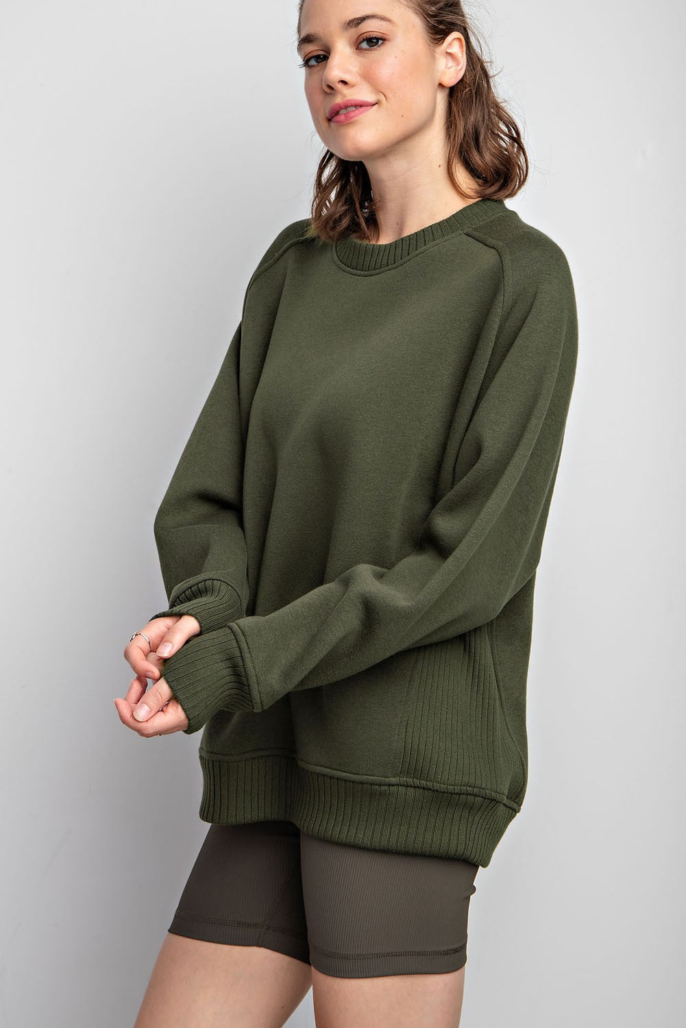 Olive Pullover Terry Crewneck – PinkBlush