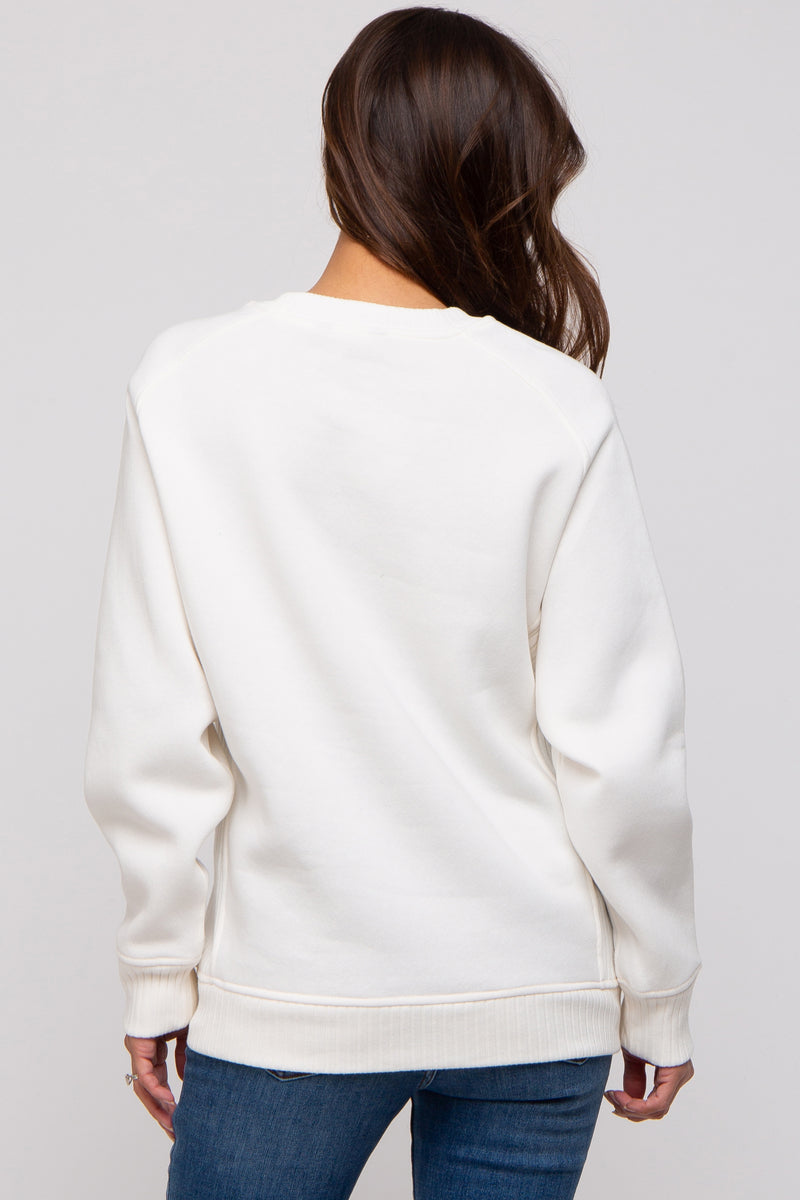 Ivory Pullover Maternity Terry Crewneck– PinkBlush