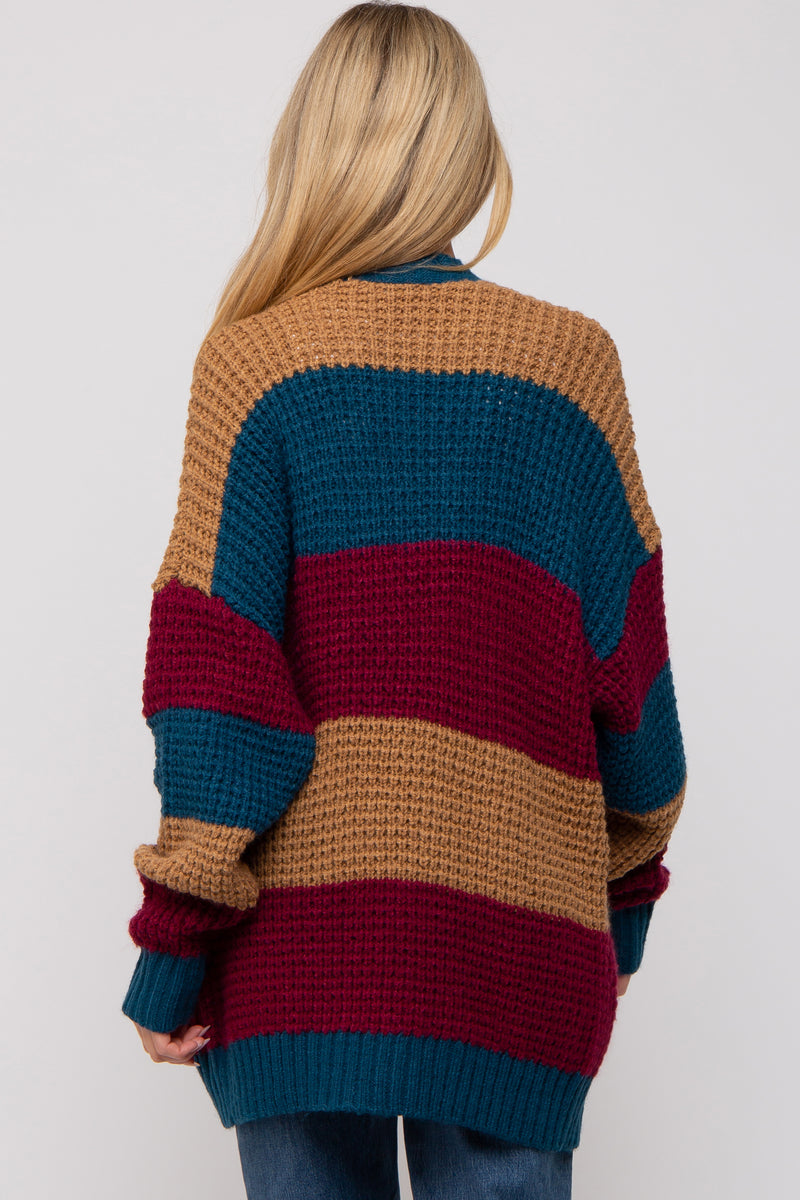 Teal Colorblock Chunky Maternity Cardigan – PinkBlush