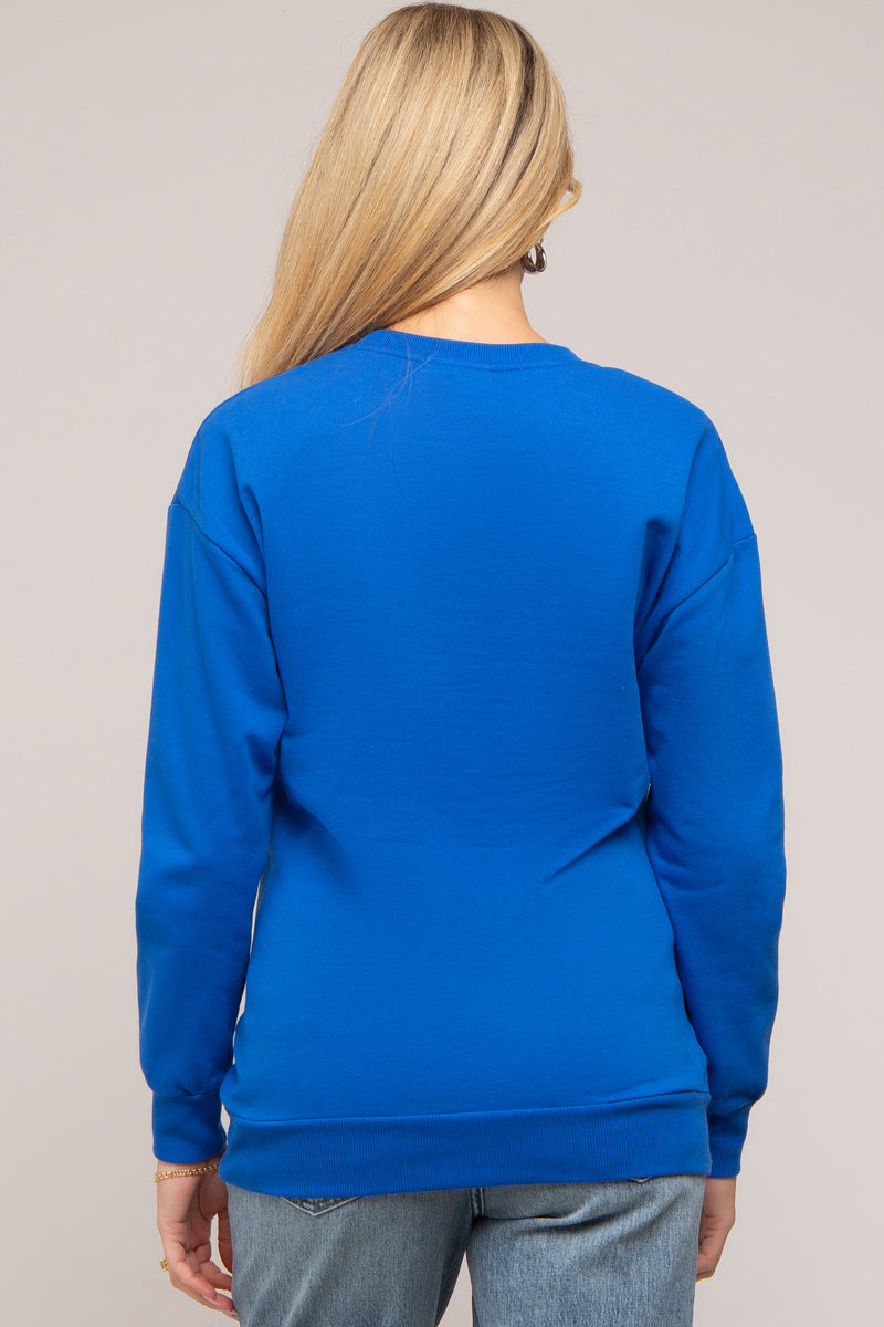 Royal Blue Pullover Maternity Sweatshirt – PinkBlush