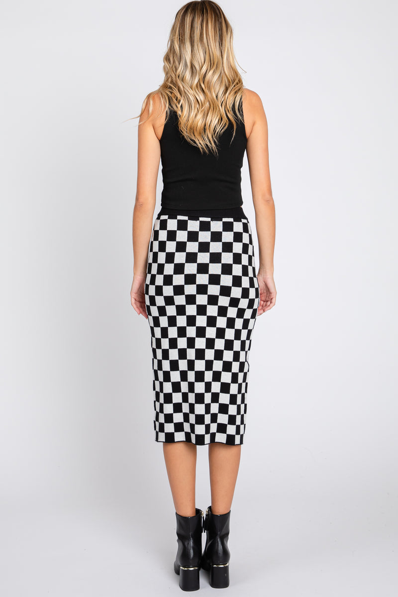 Black Checkered Knit Skirt – PinkBlush