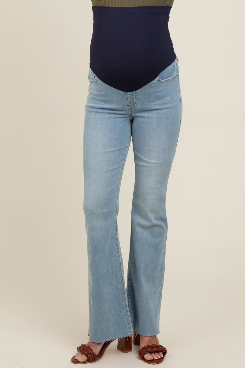 Light Blue Raw Hem Maternity Bootcut Jeans – PinkBlush