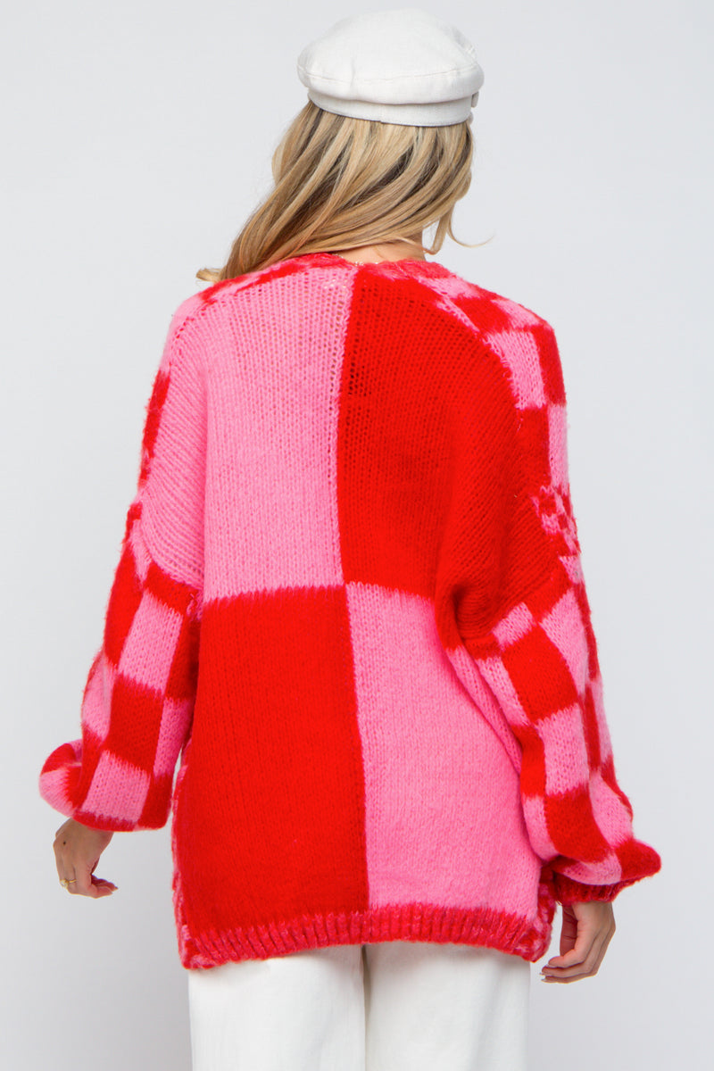 Red Checkered Maternity Cardigan Sweater – PinkBlush