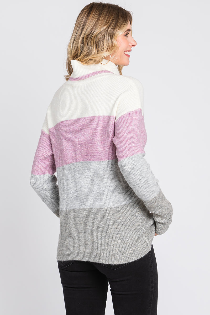 Multi-Color Color Block Turtleneck Sweater – PinkBlush