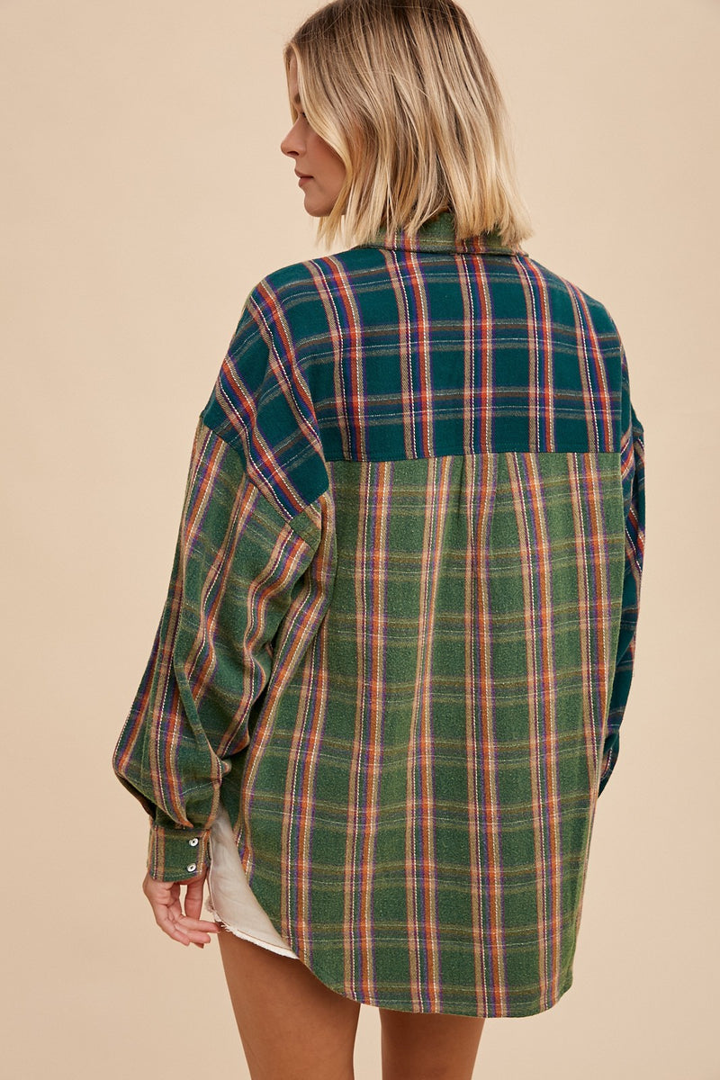 Evergreen Garment Washed Two Tone Plaid Button Down – PinkBlush