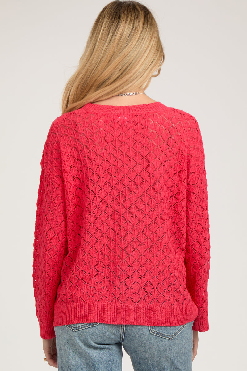 Red Diamond Open Knit Maternity Top – PinkBlush