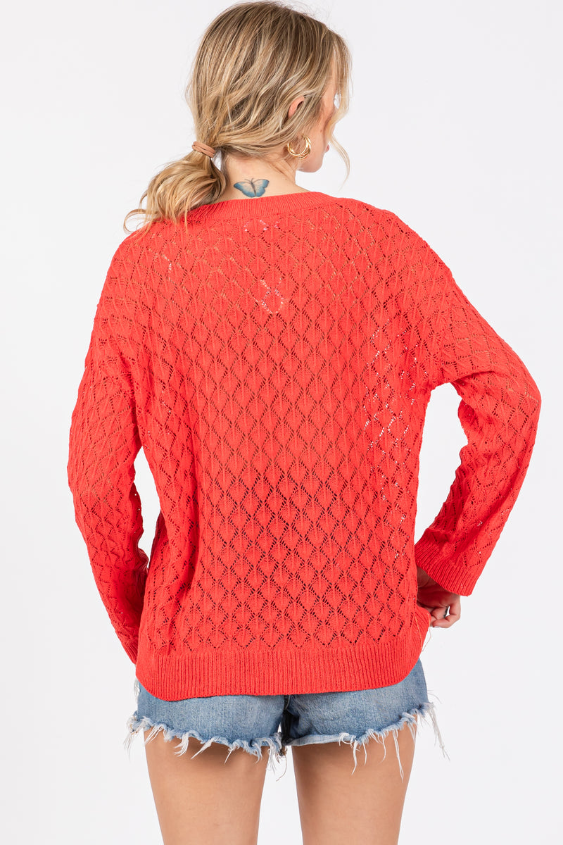 Red Diamond Open Knit Top – PinkBlush