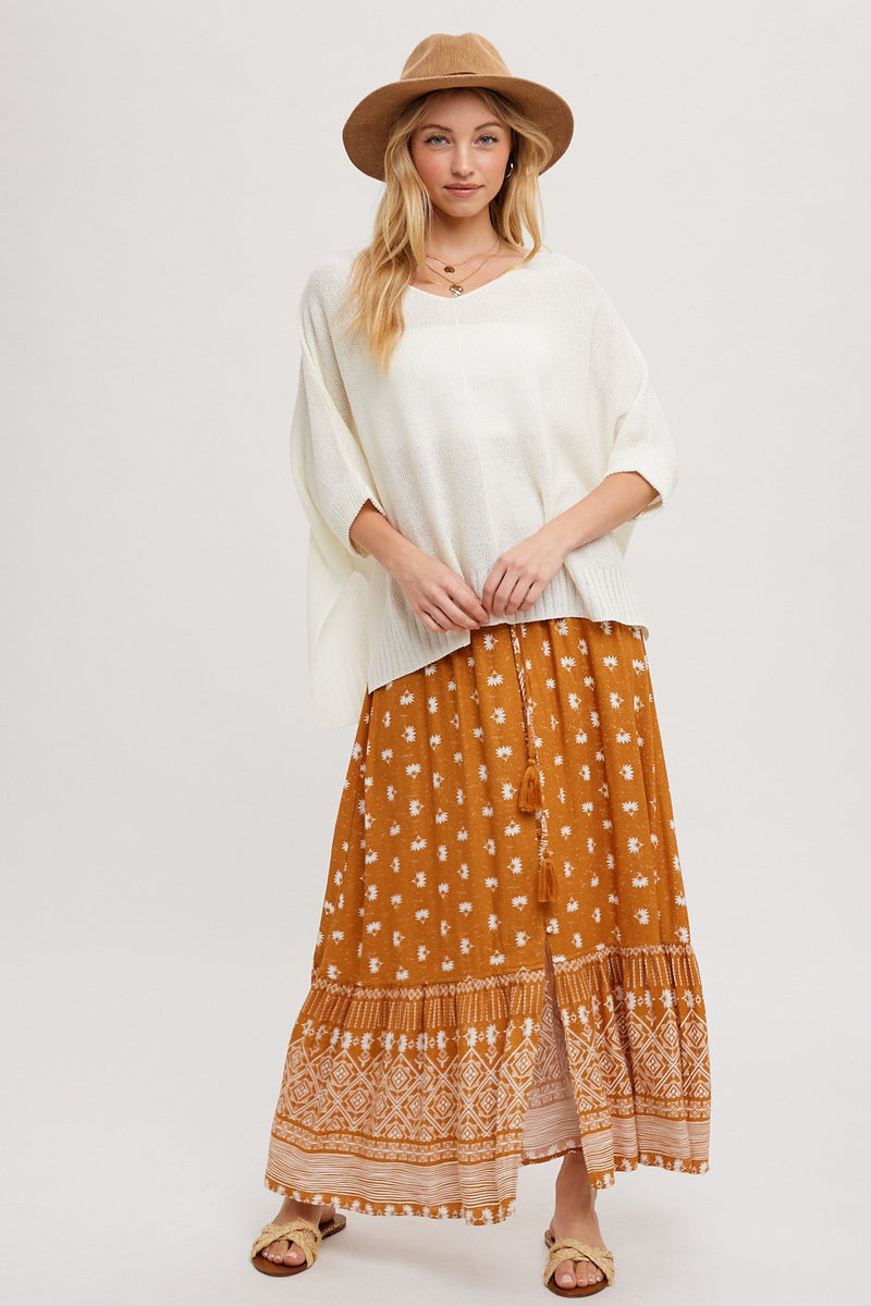 Rust Floral Button Front Maxi Skirt – PinkBlush