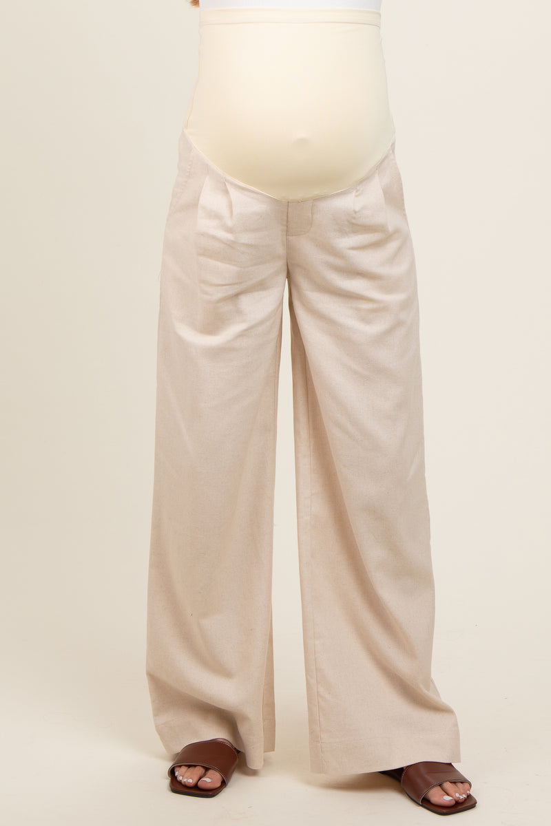 Cream Pleated Wide Leg Maternity Pants – PinkBlush
