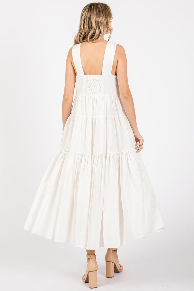 White Tiered Maxi Dress– PinkBlush
