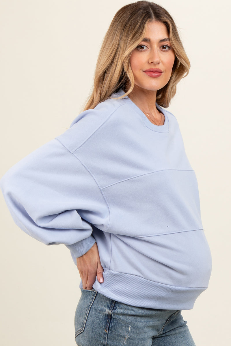Light Blue Long Sleeve Maternity Crewneck– PinkBlush