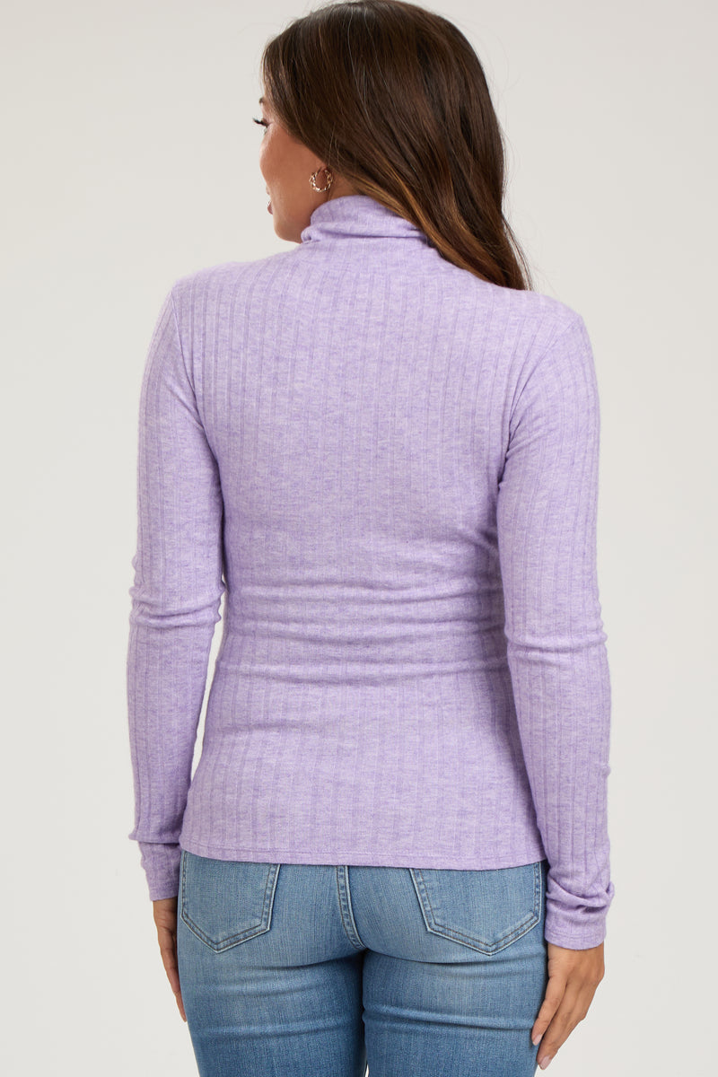 Lavender Ribbed Long Sleeve Maternity Turtle Neck Top– PinkBlush