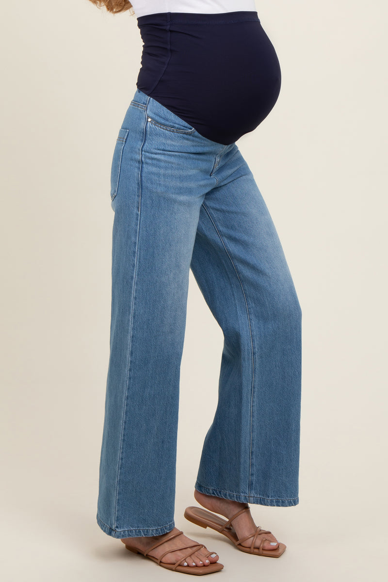 Blue Super Wide Leg Maternity Jeans – PinkBlush