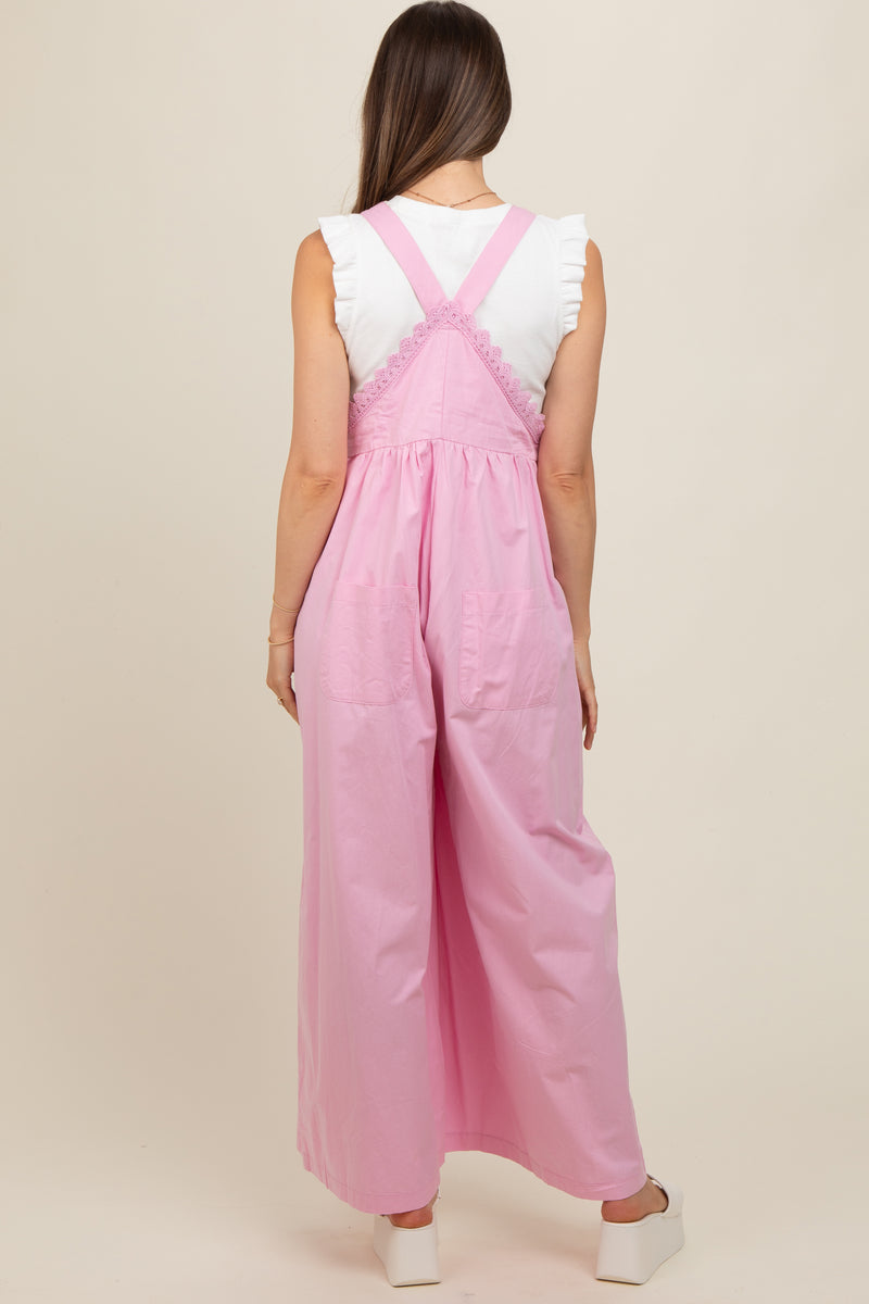 Light Pink Crochet Lace Trim Maternity Overalls– PinkBlush