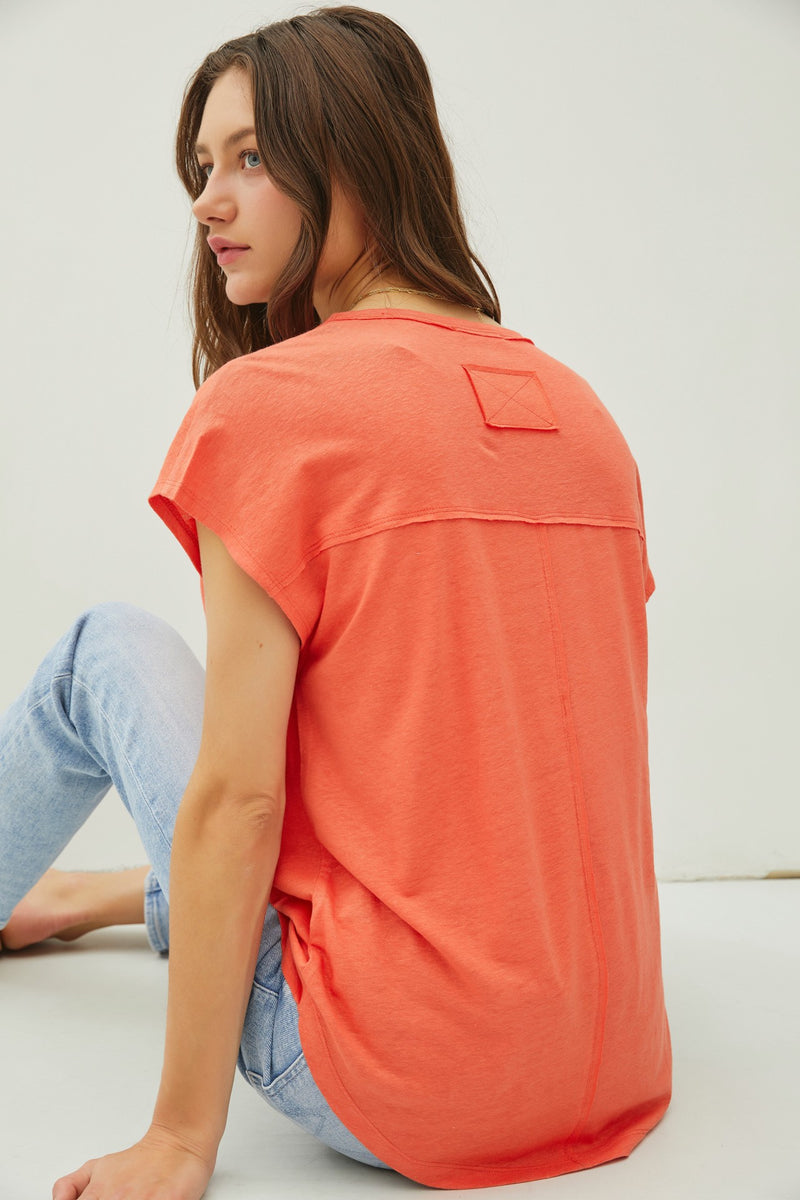 Orange V-Neck Top – PinkBlush