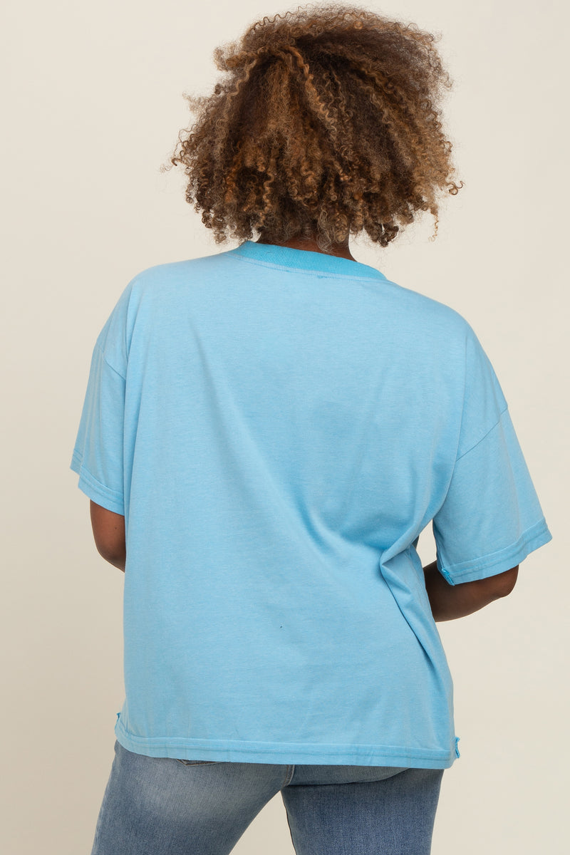 Blue Vintage Wash Oversized Tee – PinkBlush