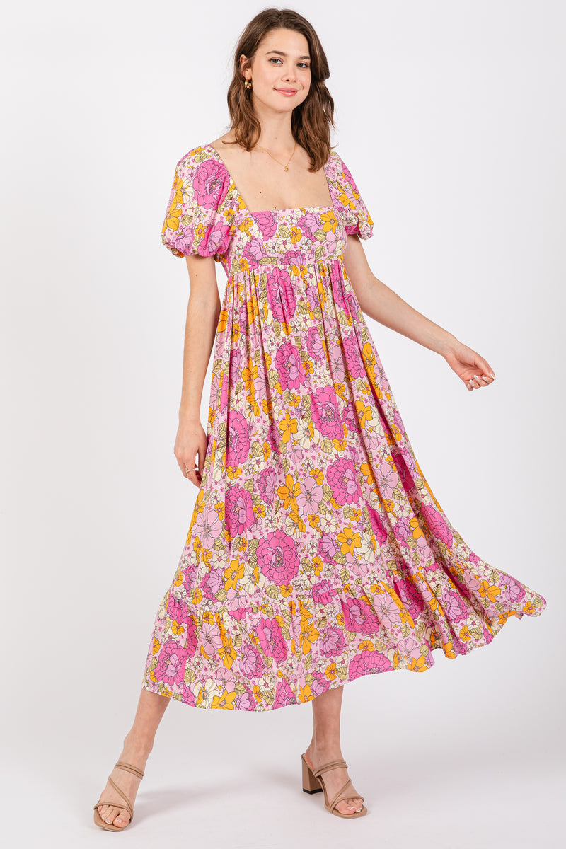 Pink Multi Floral Midi Baby Doll Maternity Dress – PinkBlush