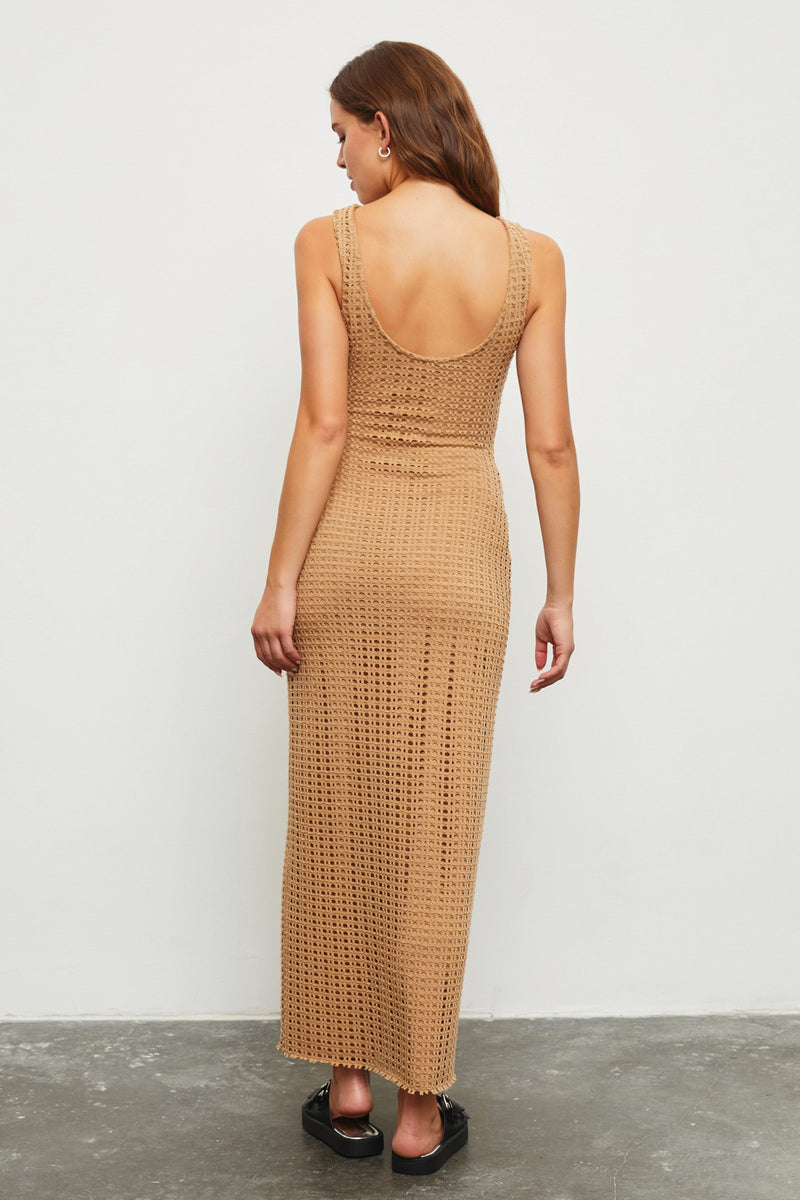 Taupe Fish Net Knit Dress– PinkBlush