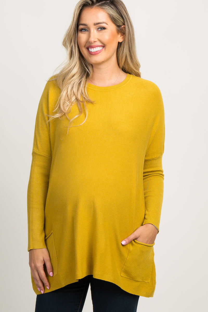 Yellow Pocketed Dolman Sleeve Maternity Top– PinkBlush