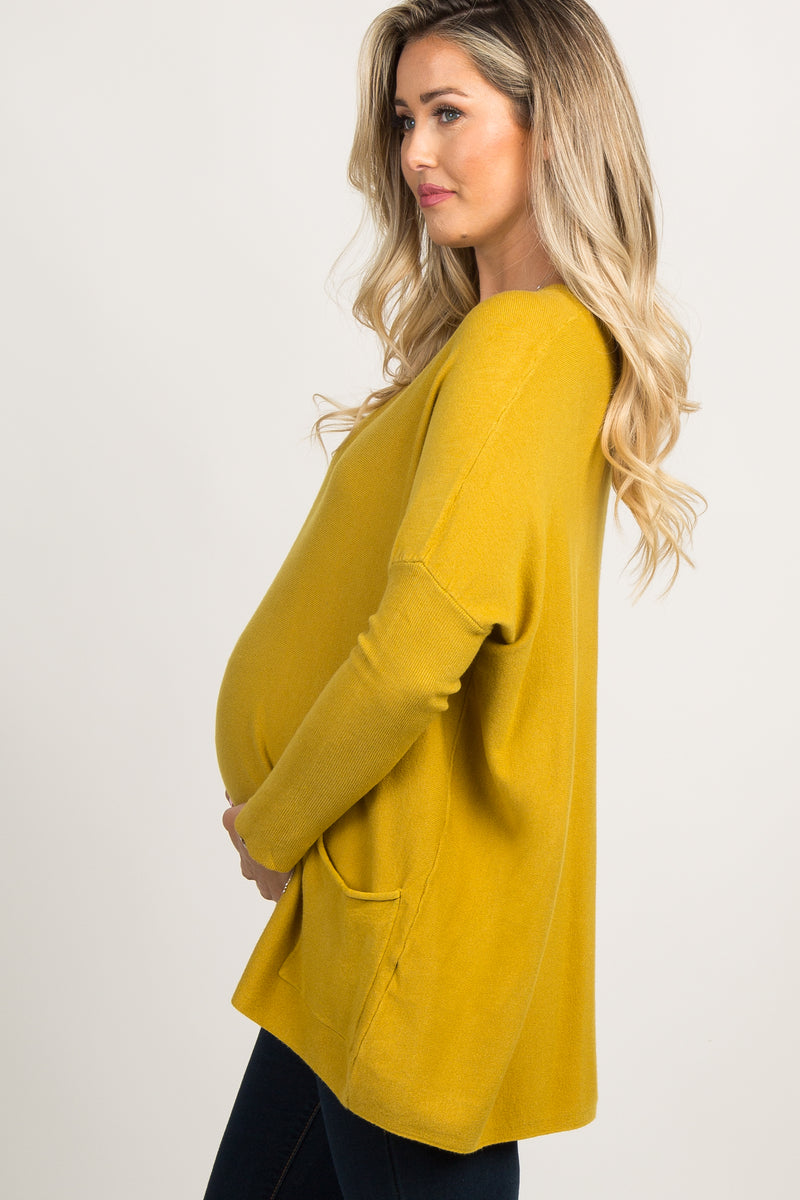 Yellow Pocketed Dolman Sleeve Maternity Top– PinkBlush