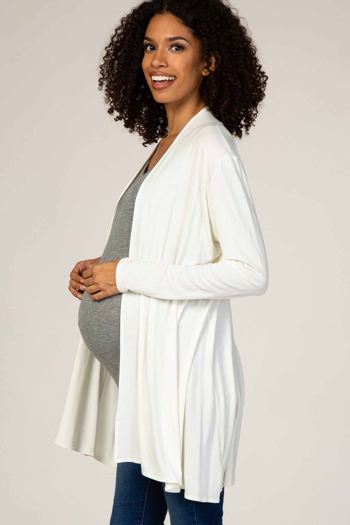 PinkBlush White Basic Maternity Cardigan