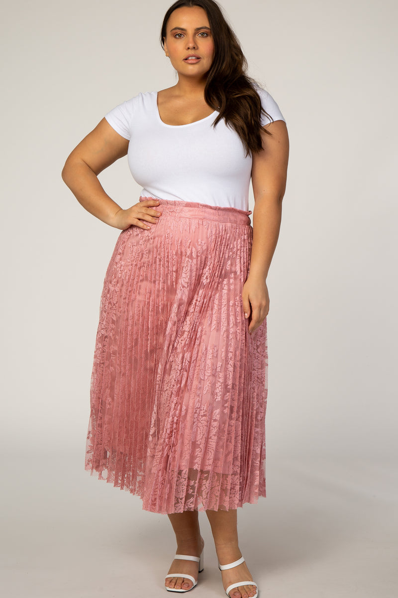 Pink Lace Plus Midi Skirt– PinkBlush