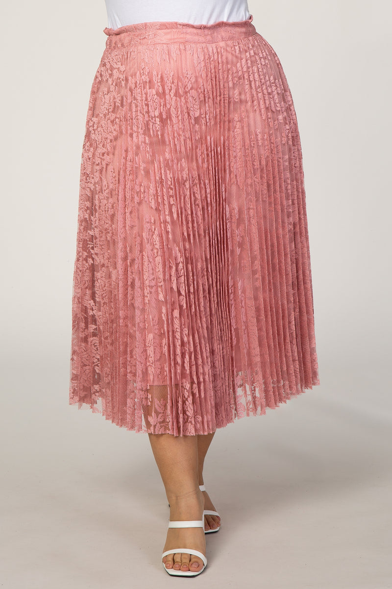 Pink Lace Plus Midi Skirt– PinkBlush