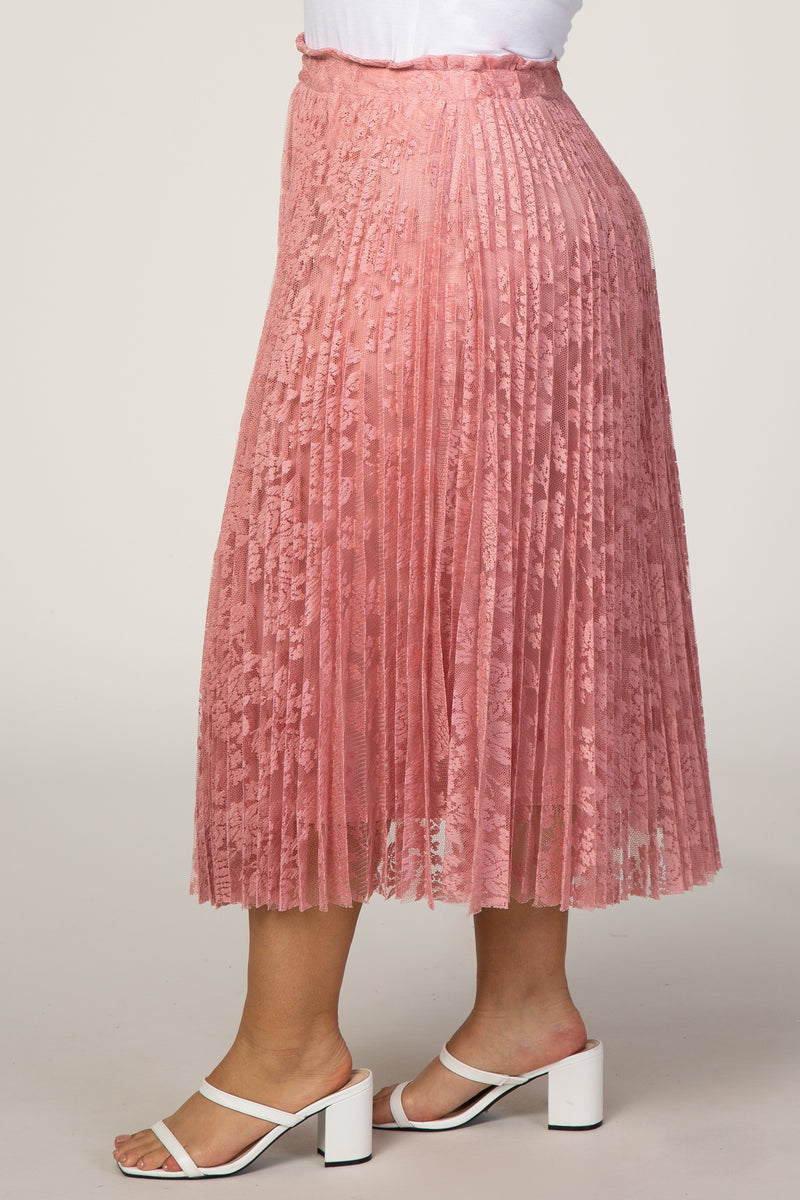Pink Lace Plus Midi Skirt– PinkBlush