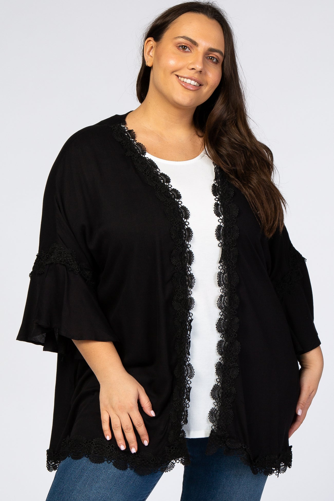 Black Crochet Lace Trim Maternity Plus Cover Up – PinkBlush