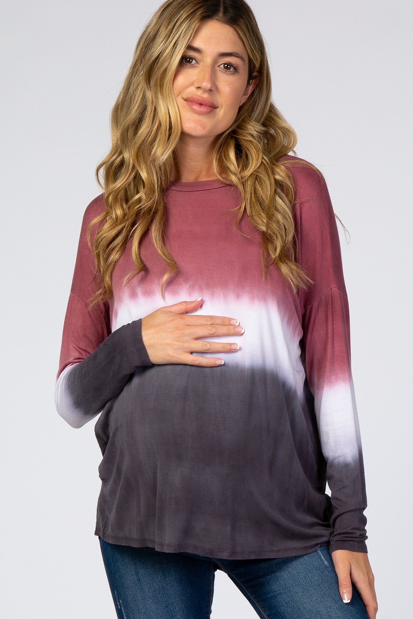Red Ombre Long Sleeve Maternity Top– PinkBlush