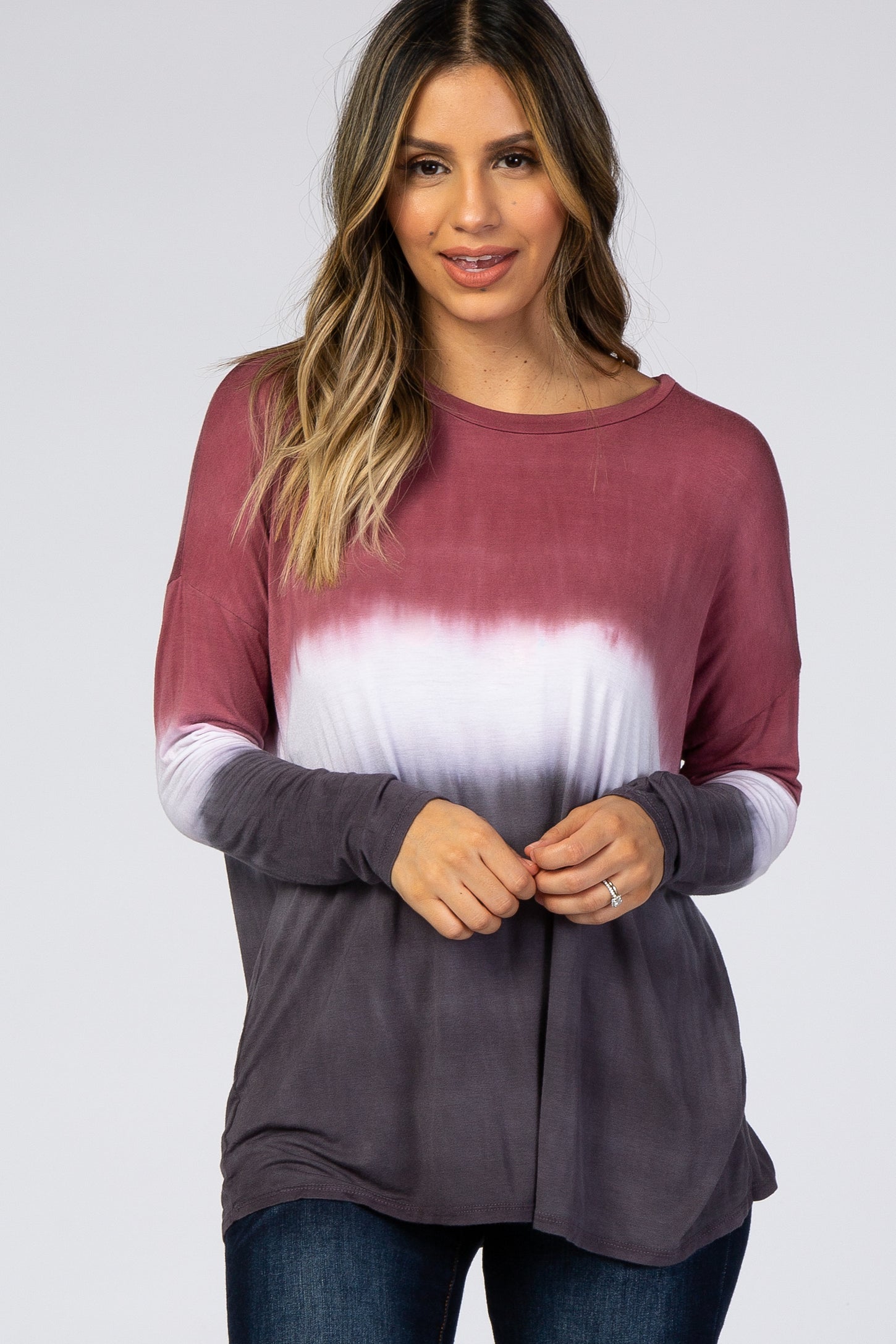 Red Ombre Long Sleeve Maternity Top– PinkBlush