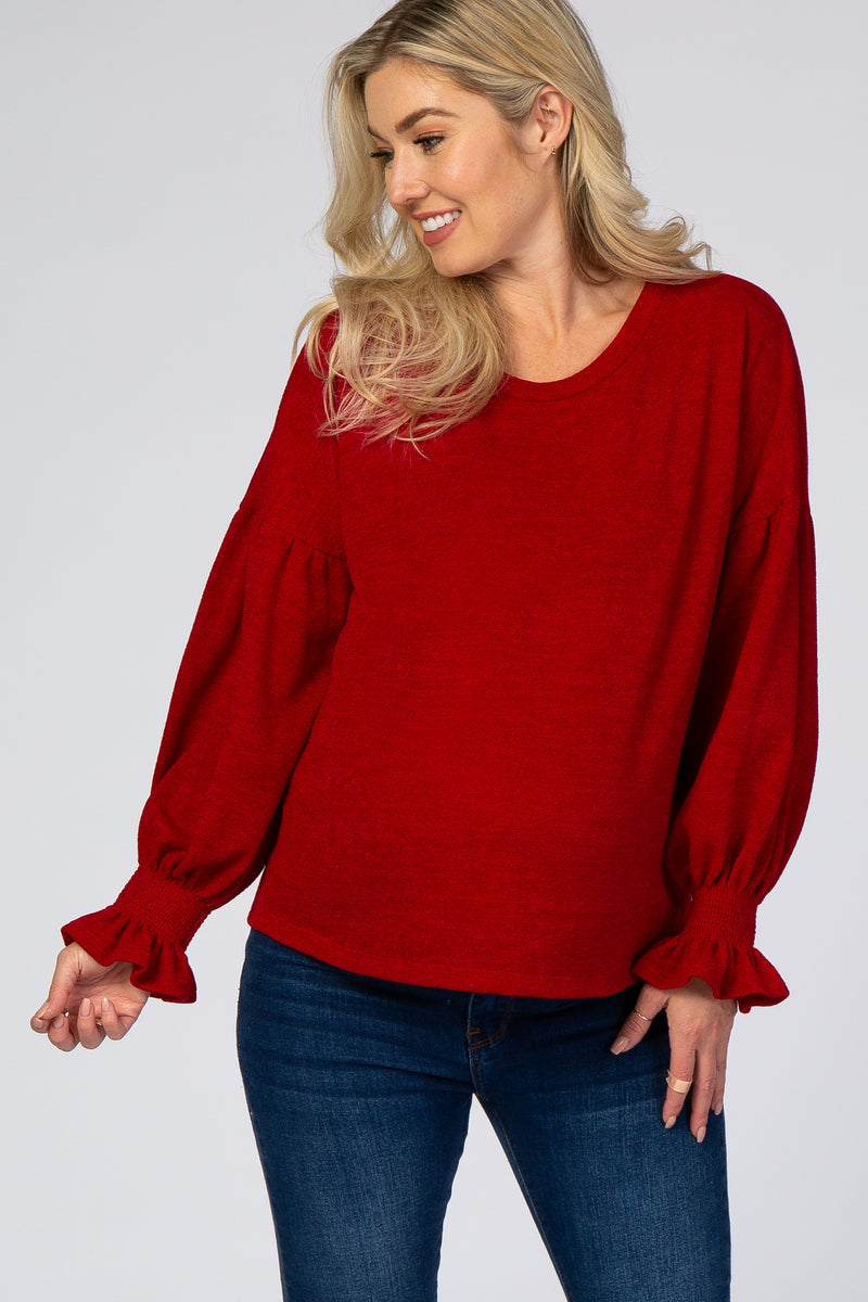 Red Bubble Ruffle Long Sleeve Maternity Top– PinkBlush