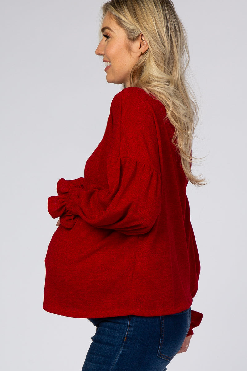 Red Bubble Ruffle Long Sleeve Maternity Top – PinkBlush