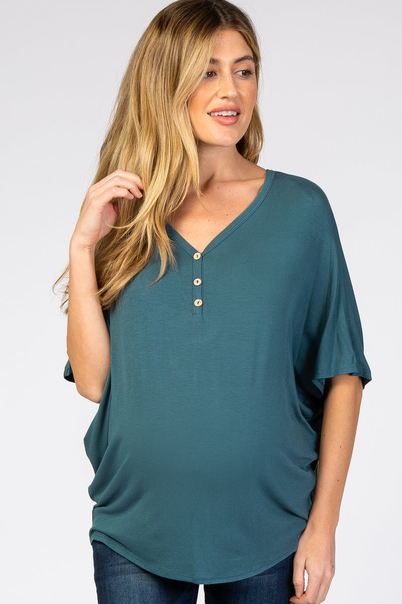 Teal Button Front Maternity Tunic– PinkBlush
