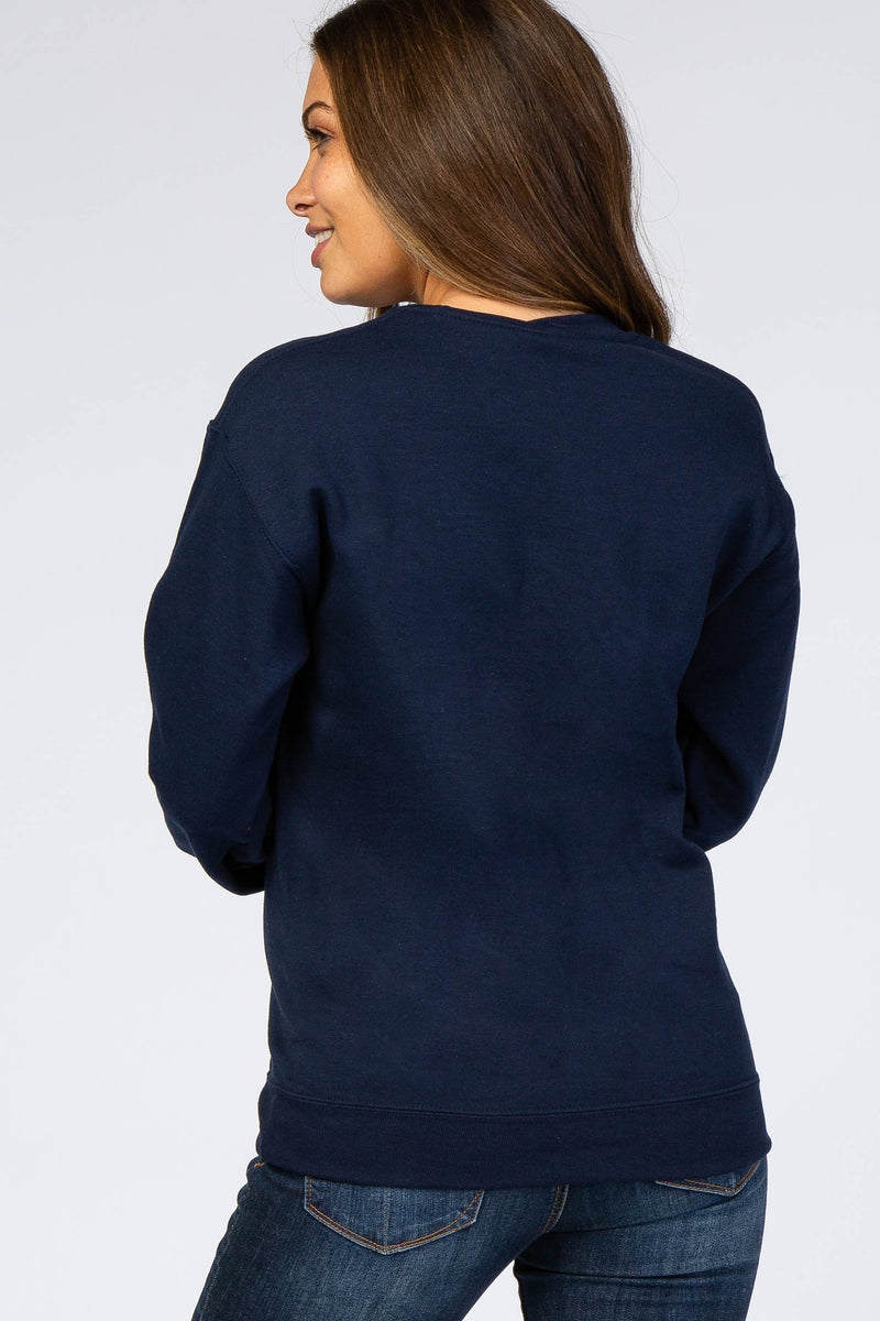 Navy Blue Screen Print Mama Maternity Pullover Sweatshirt– PinkBlush
