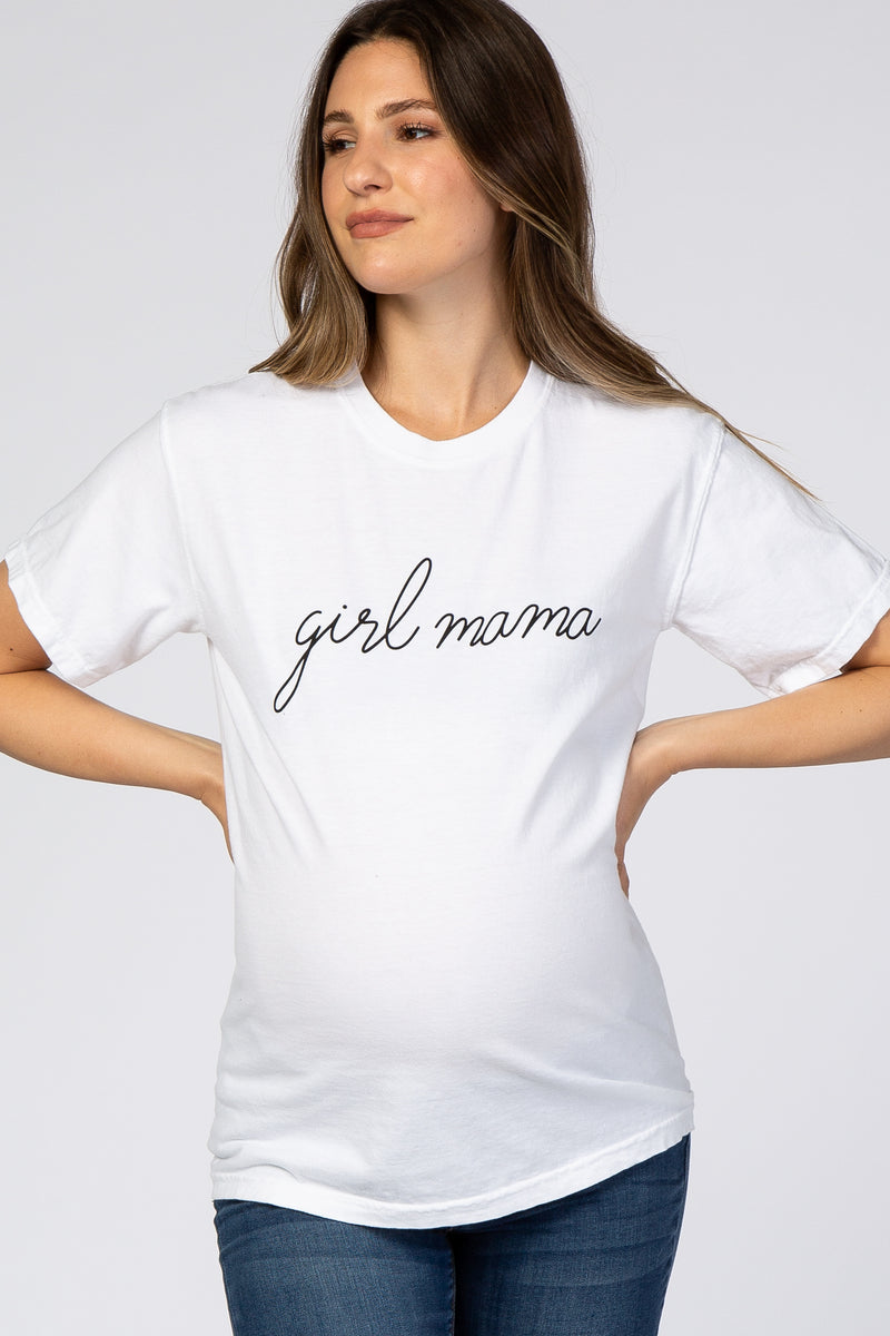 White "Girl Mama" Graphic Maternity Tee– PinkBlush